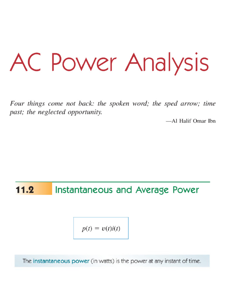Instantaneous and Average Power | PDF