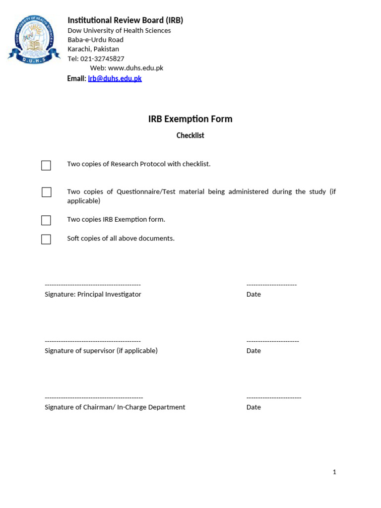 IRB Exemption Form Guide DUHS | PDF | Hazards | Methodology