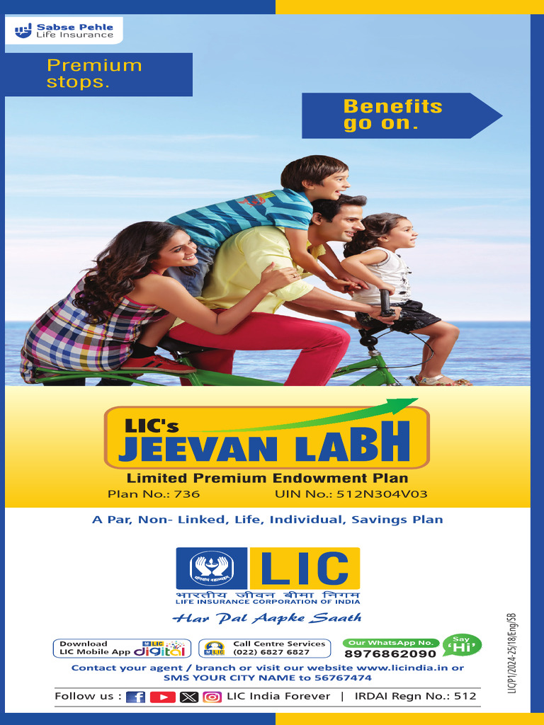 LIC - Jeevan Labh - Sales Brochure - 4 Inch X 9 Inch - Eng | PDF ...