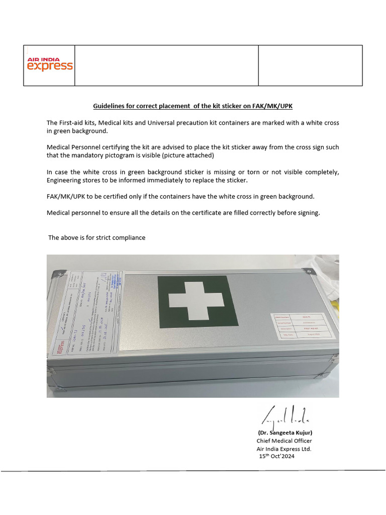 Guidelines For Correct Placement of The Kit Sticker On FAKMKUPK | PDF