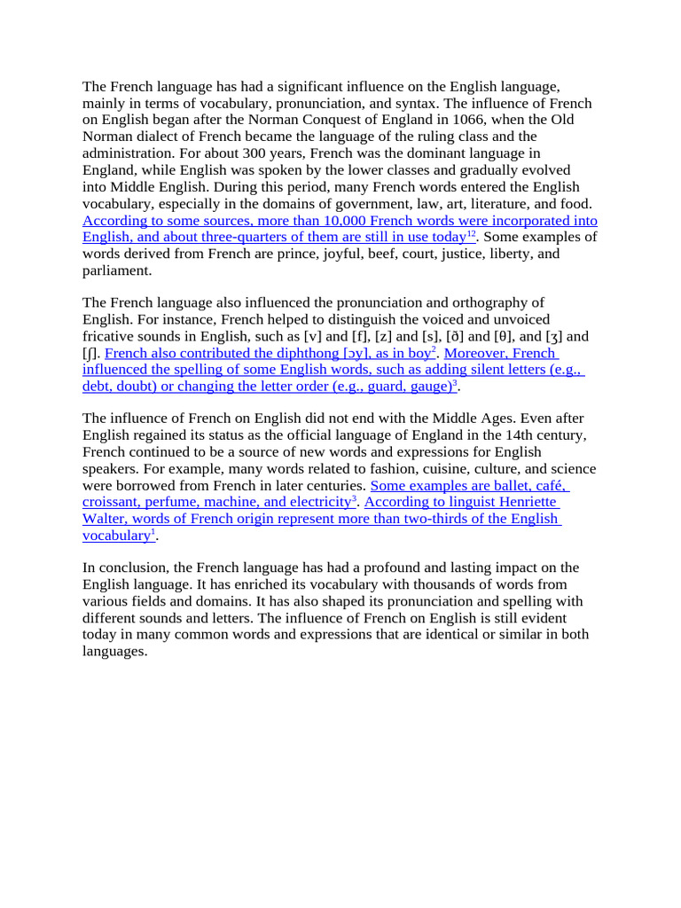 French Influence on English Language | PDF