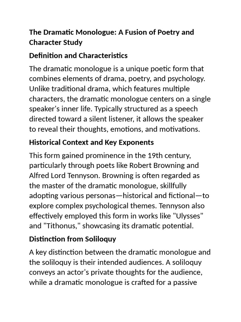 The Dramatic Monologue | PDF