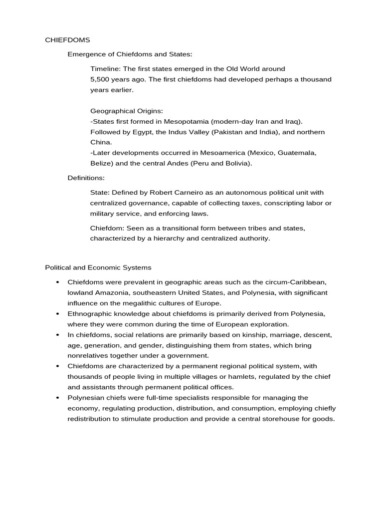 CHIEFDOMS | PDF | Social Stratification | Economies