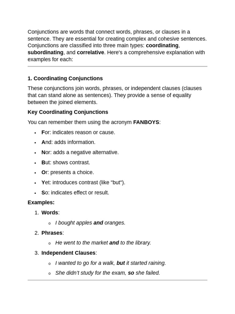 CONJUNCTIONS | PDF | Semantic Units | Language Mechanics