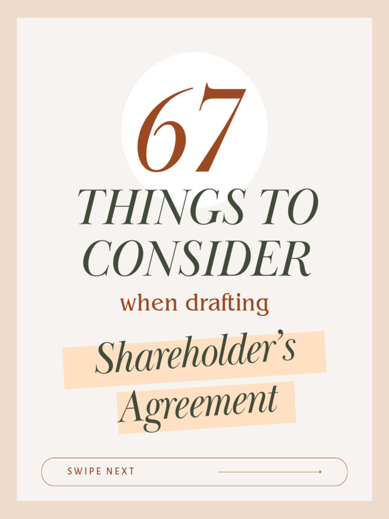 67 Thimgs For Drafting SHA | PDF | Stocks | Share (Finance)