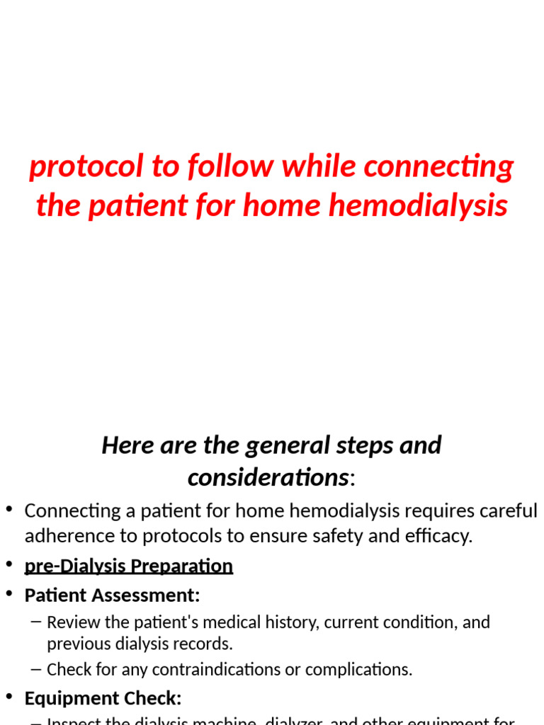 Protocol To Follow While Connecting The Patient For | PDF ...