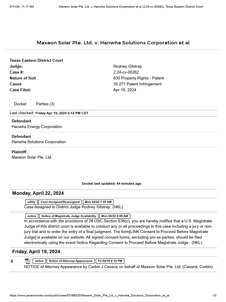Maxeon Solar Pte. Ltd. v. Hanwha Solutions Corporation Et Al (2 - 24-cv ...