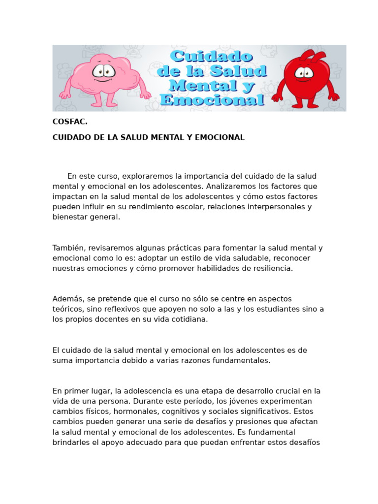 Salud Mental en Adolescentes: Claves y Estrategias | PDF | Salud mental ...