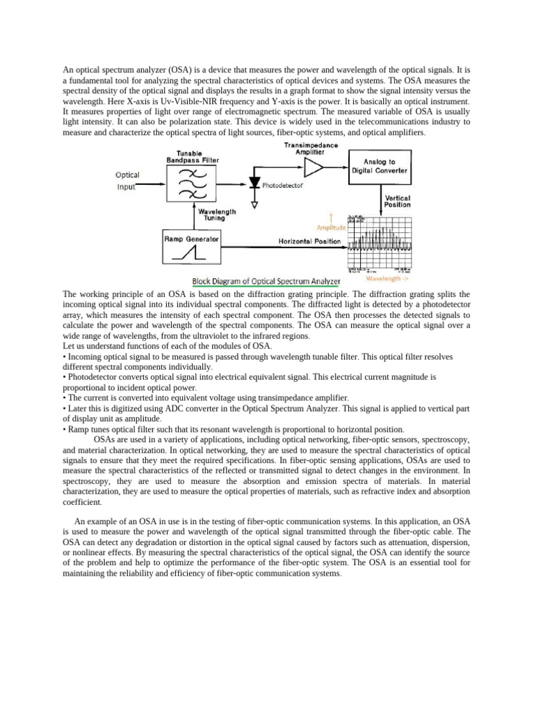 Optical Spectrum Analyzer Overview | PDF | Optical Fiber | Optics