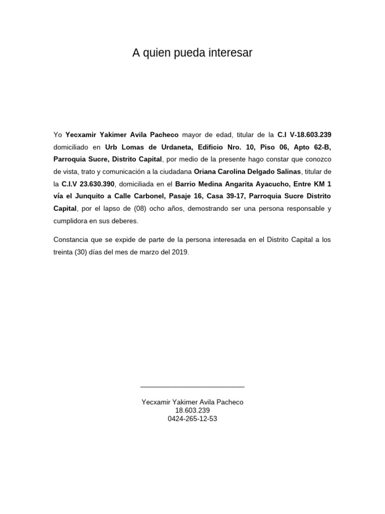 A Quien Pueda Interesar | PDF
