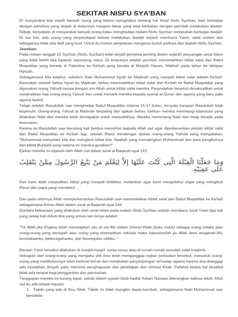 Sekitar Nisfu Sya'ban | PDF