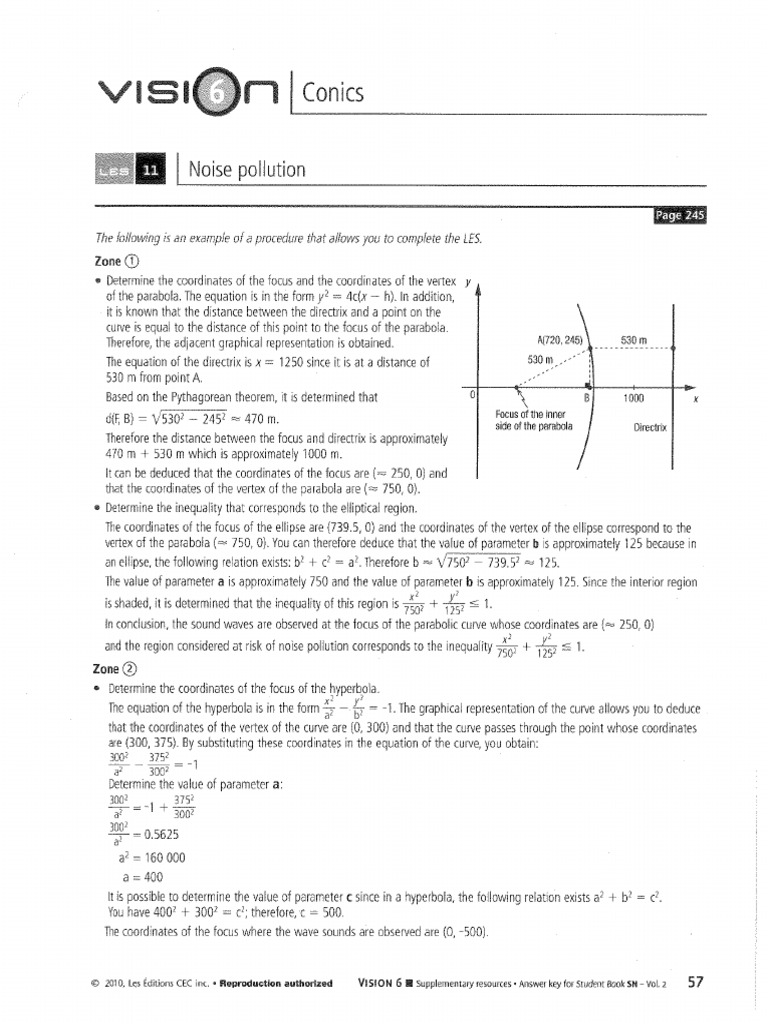 Sn5 Vision 6 Answer Key Conics | PDF
