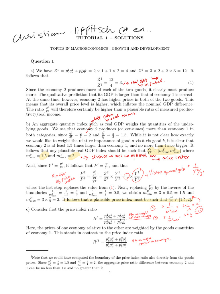 Tutorial 1 Solutions PDF | PDF