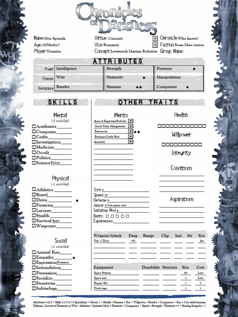 Otto Stutnik Charater SHeet | PDF