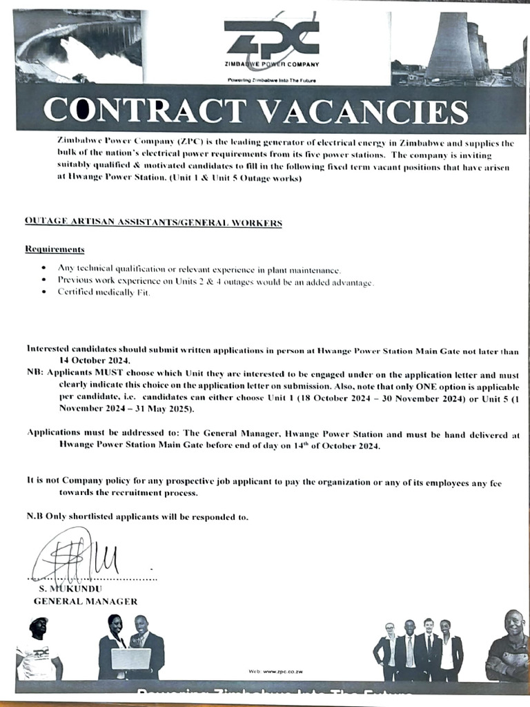 ZPC Hwange Power Station Job Vacancies | PDF