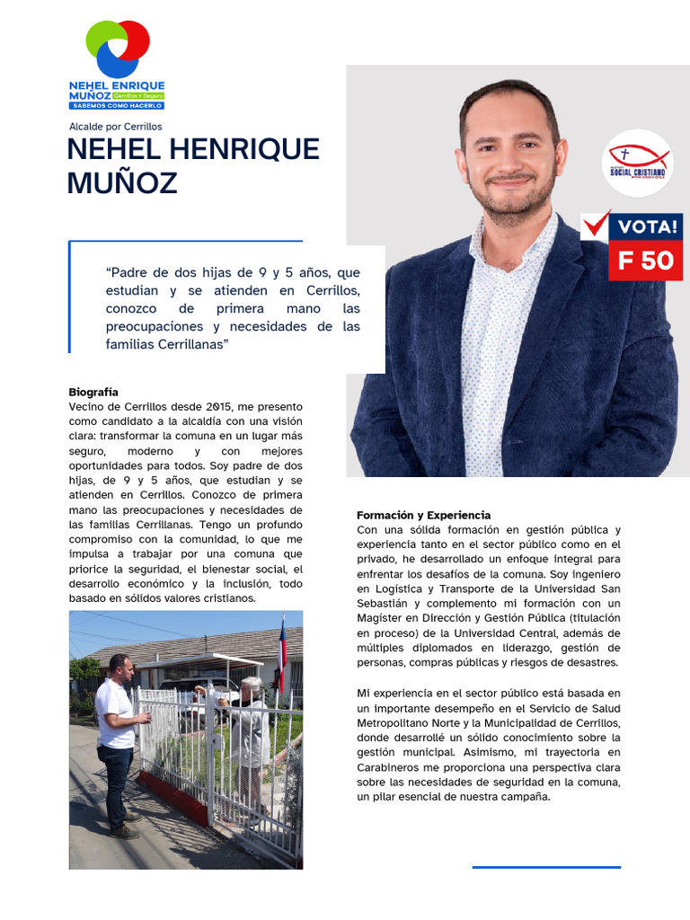Candidato a Alcaldía de Cerrillos: Nehel Muñoz | PDF | Valores