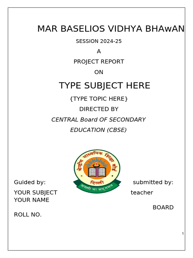 Front-Page & Certificate For Class Xii Projects | PDF