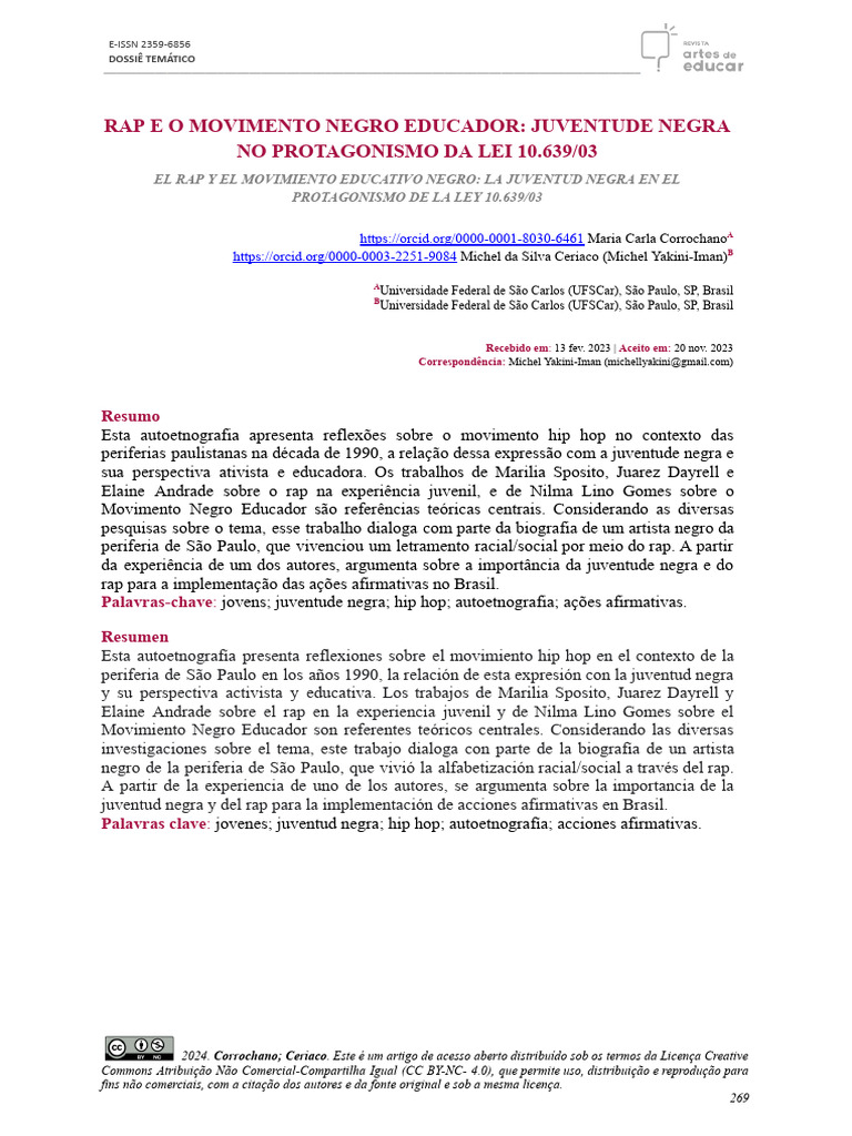 Rap+e+o+Movimento+Negro+Educador Docx+ | PDF | Música hip hop | Rap ...