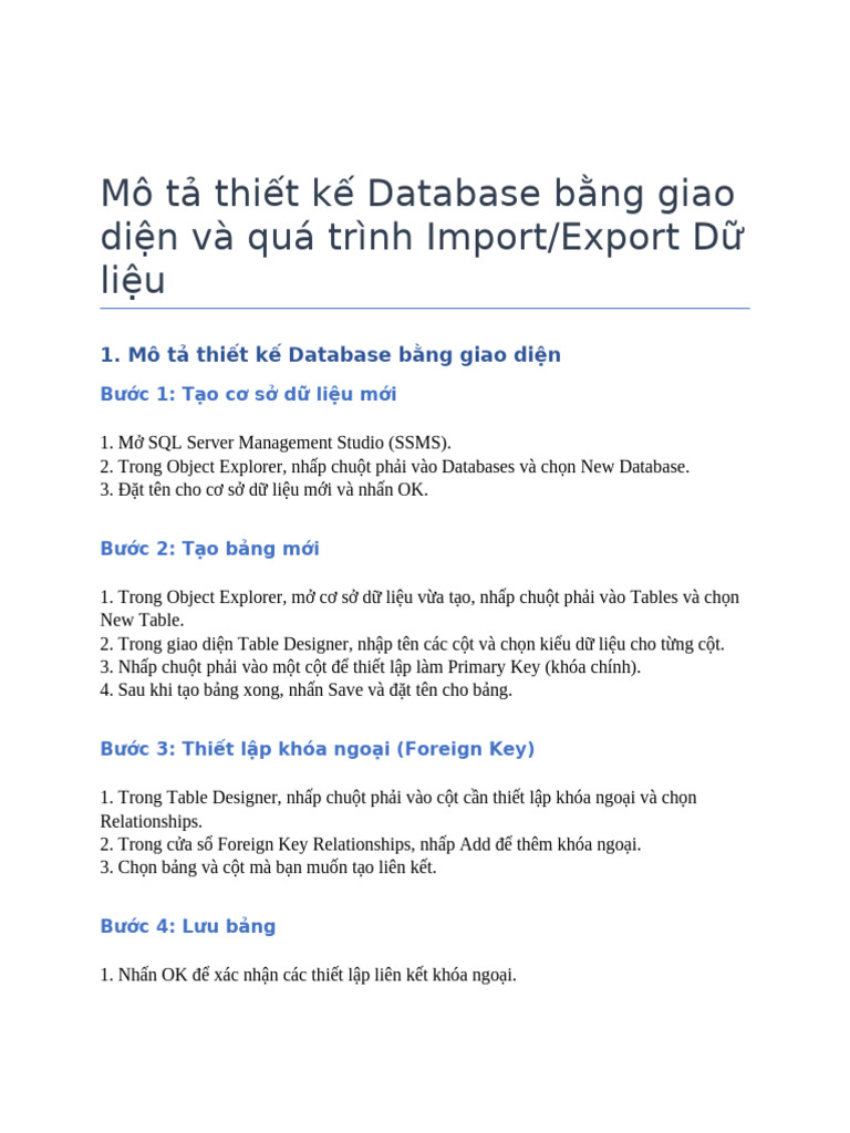 Database Design and Import Export | PDF