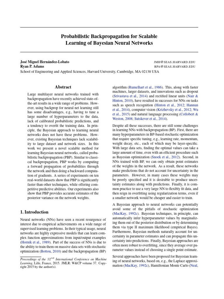 Hernandez Lobatoc15 | PDF | Artificial Neural Network | Bayesian Inference