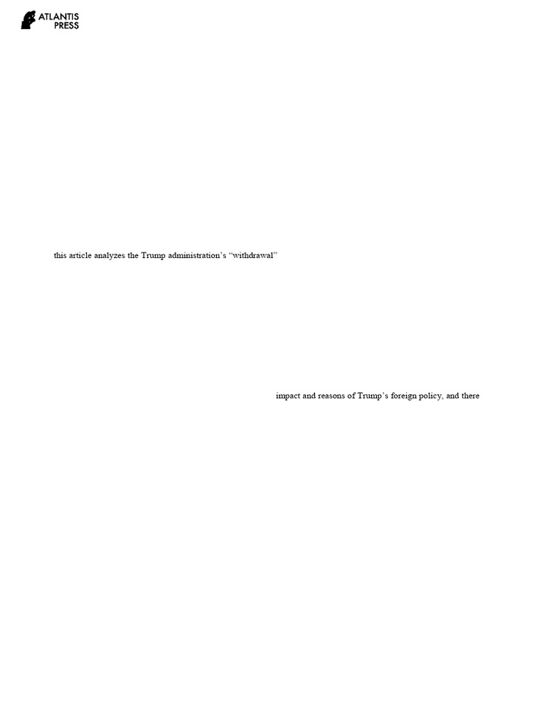 A Comparative Study of Unilateralism and Multilateralism in Trump ...