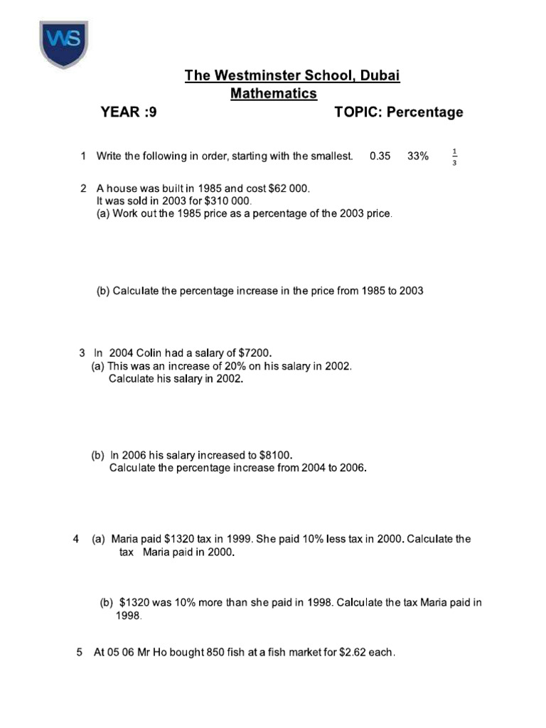 Yr9 Percentages PTM | PDF