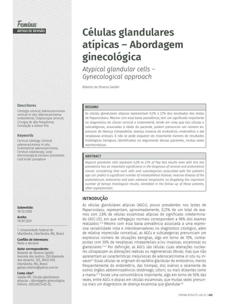 Células Glandulares Atípicas em Citologia | PDF | Câncer cervical ...