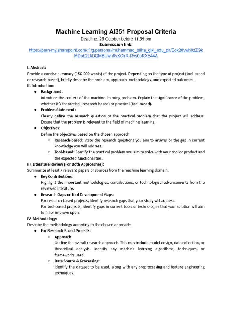 ML 351 Project Guidelines | PDF | Machine Learning | Methodology