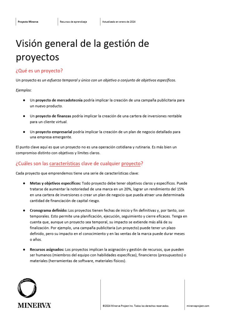Visión General de La Gestión de Proyectos | PDF | Plan de negocios ...