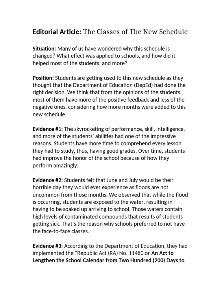 Benefits of the New School Schedule | PDF | Human Communication ...