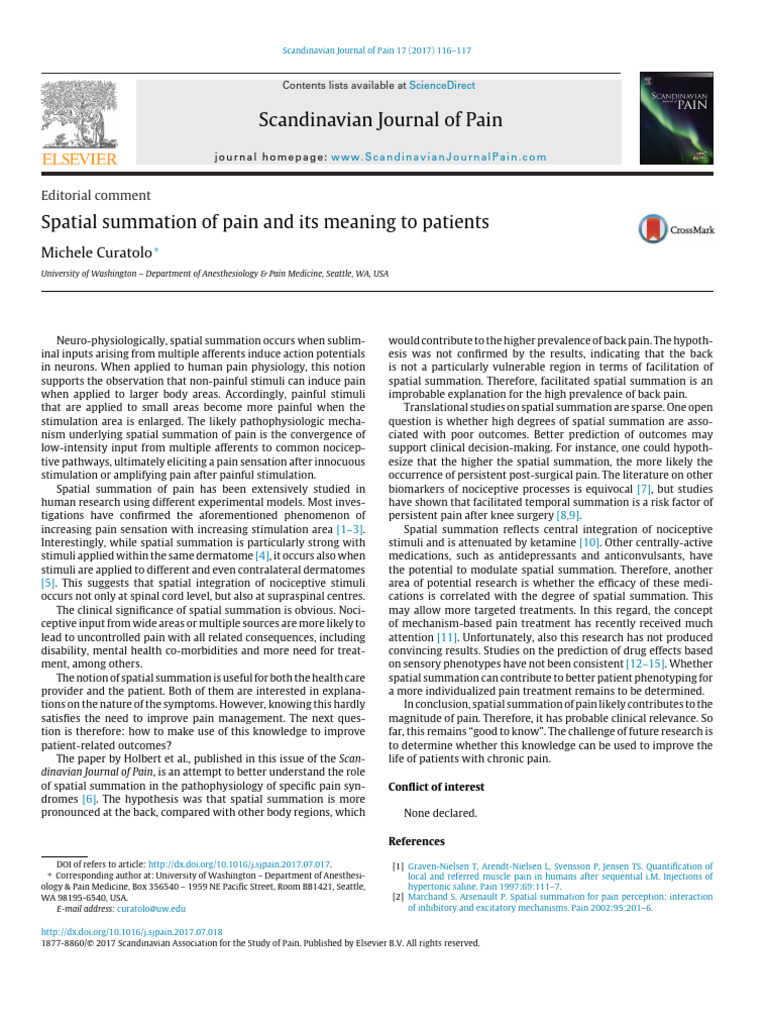 Curatolo 2017 | PDF | Pain | Clinical Medicine