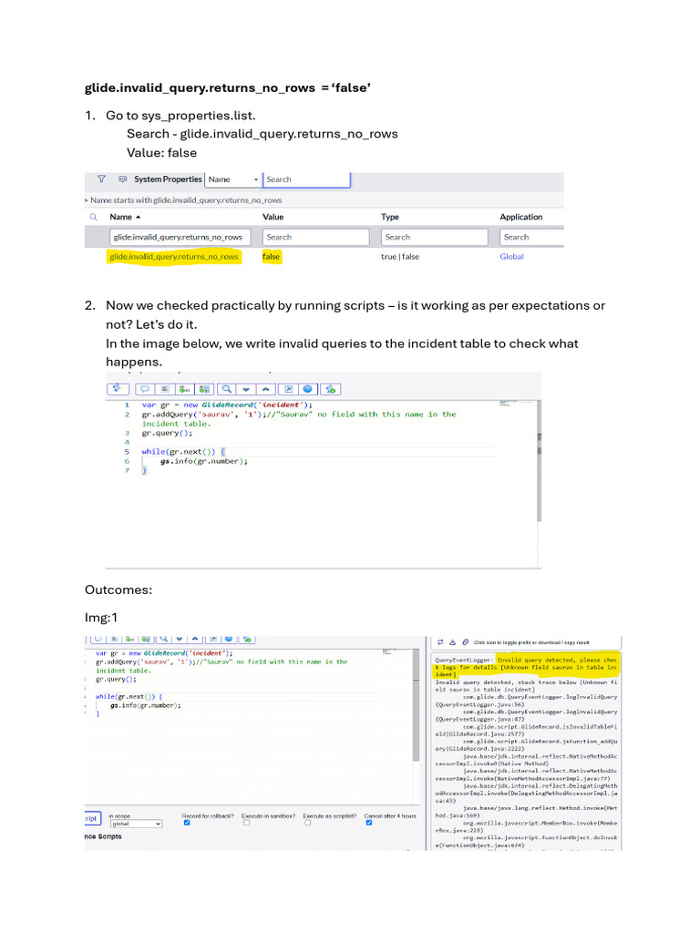 Glide - Invalid - Query - Returns - No - Rows - Practical Example | PDF