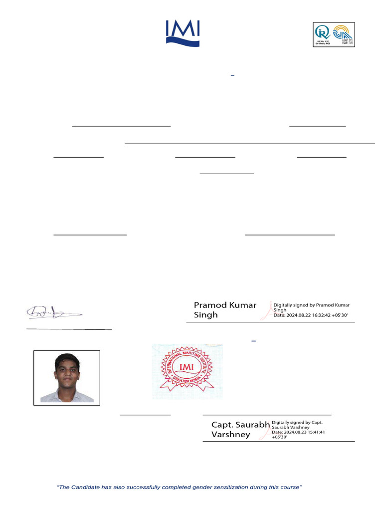 Pre-Sea Certificate | PDF | Shipping