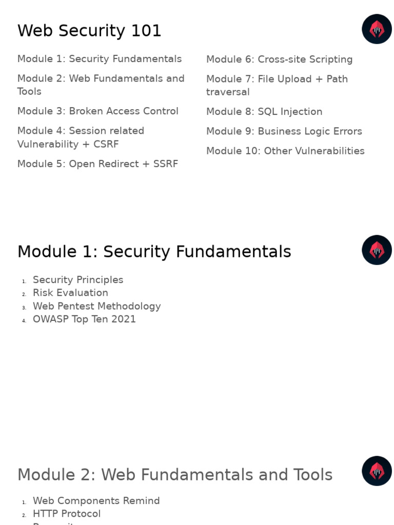 Web Security Course Modules | PDF