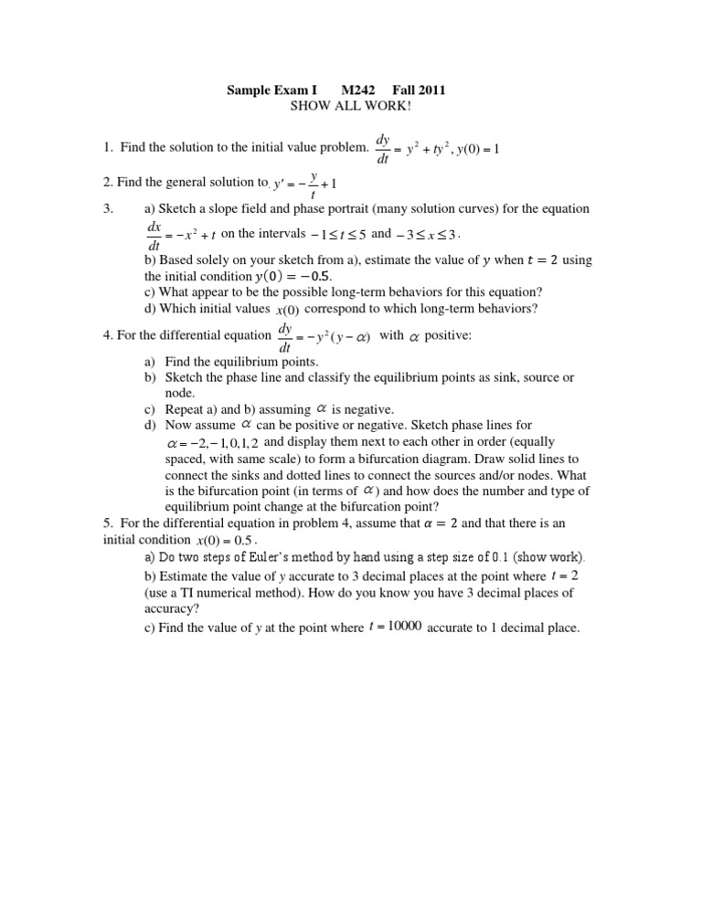 Differential Equations Sample Exam Solutions | PDF | Teaching Methods ...