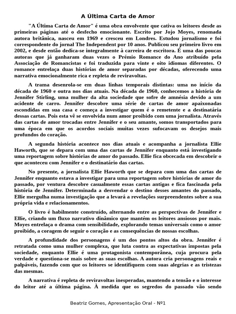 A Última Carta de Amor | PDF | Amor
