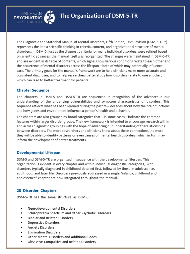 APA DSM5TR TheOrganizationofDSM | PDF | Mental Disorder | Diagnostic ...