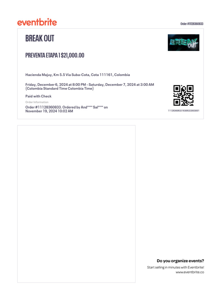 Event Order Details for BREAK OUT 2024 | PDF