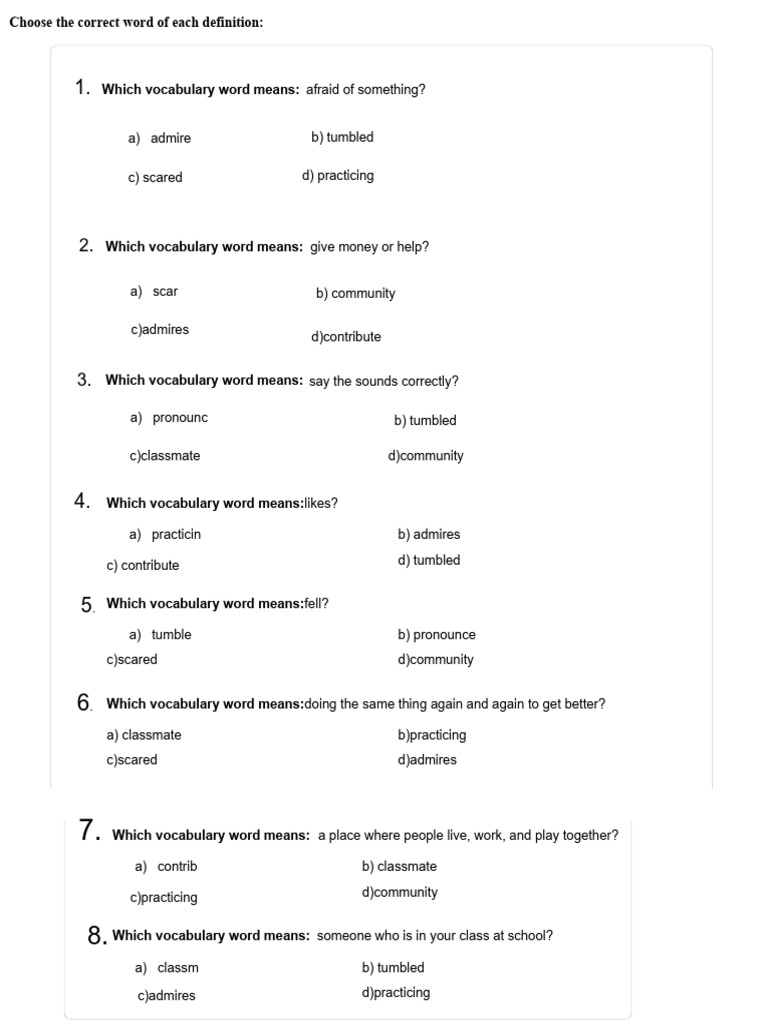 Room To Grow Vocabulary Sheet (1) 2 | PDF