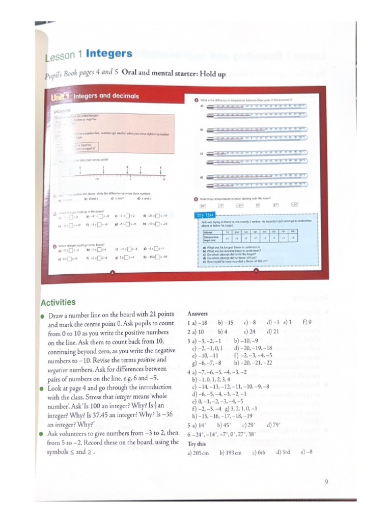 Answer Math6 U 1&2 | PDF