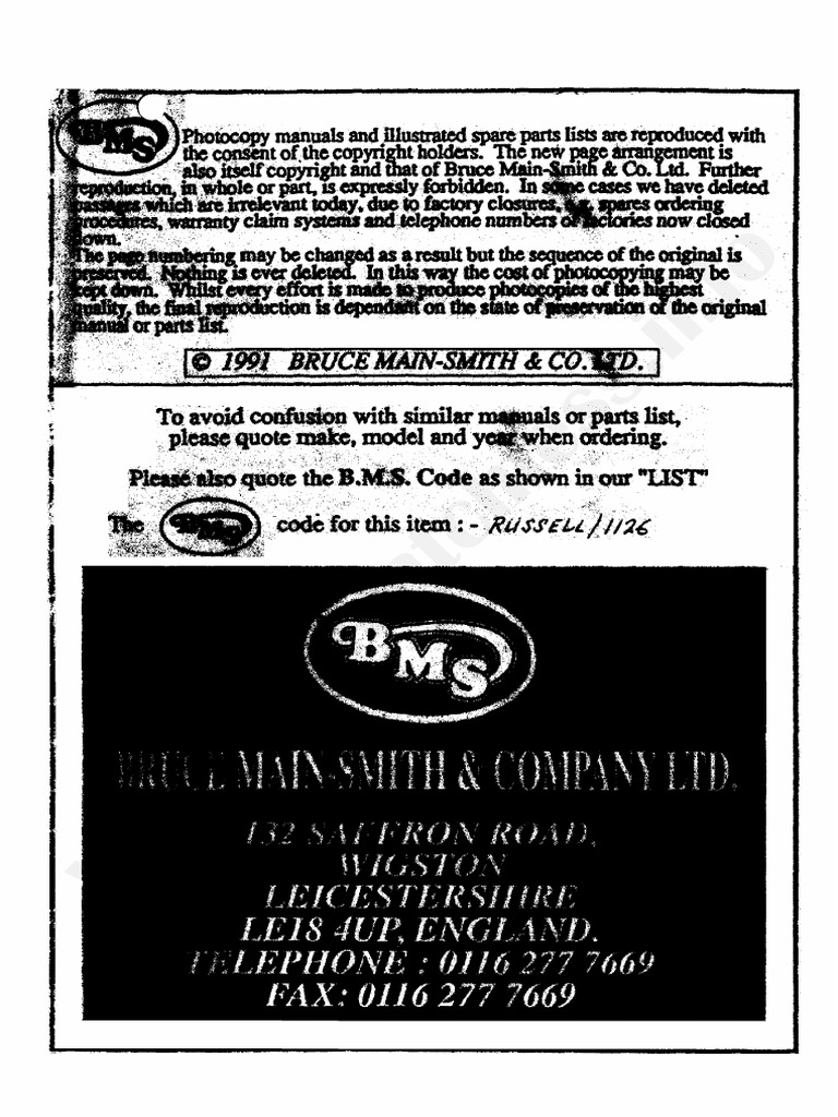 1929 AJS M Series Instruction Manual | PDF
