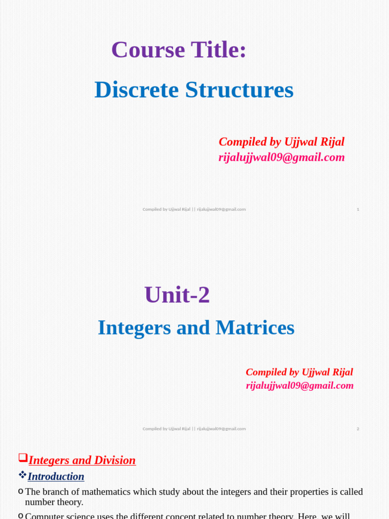DS Number Theory | PDF | Algorithms | Arithmetic