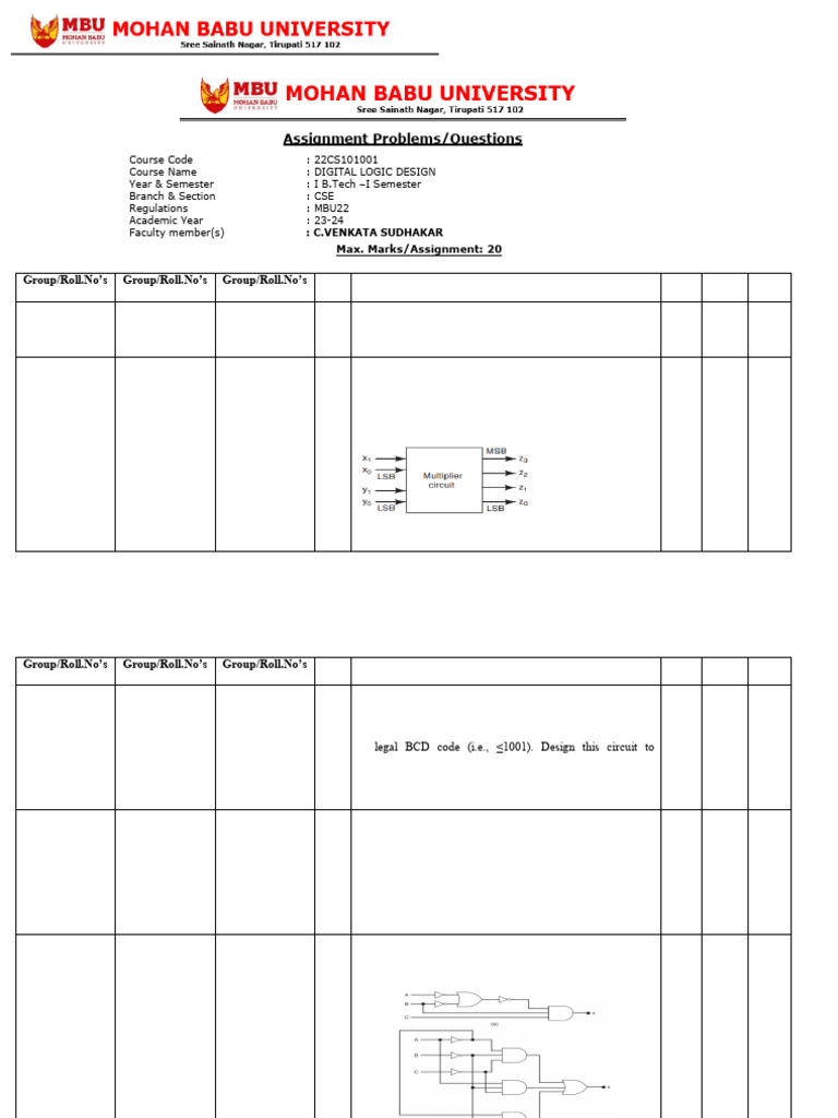 CSE DLD Assignment Questions 2023-24 | PDF | Electronics | Electronic Circuits