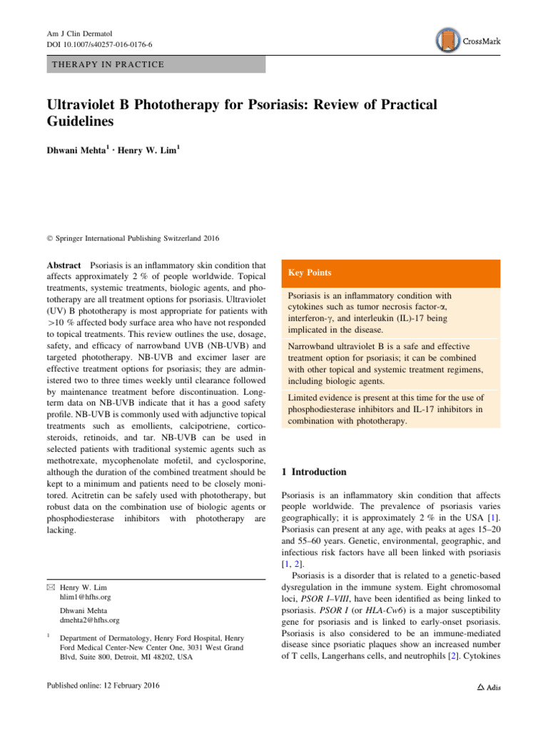 Practical Guidelines 2016 | PDF | Psoriasis | Ultraviolet