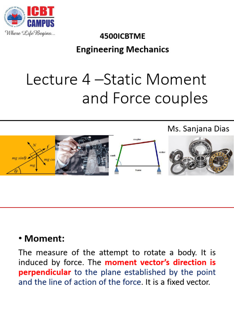 Lecture 4 - Static Moment & Force Couples | PDF | Torque | Force Lecture 4 - Static Moment & Force Couples | PDF | Torque | Force