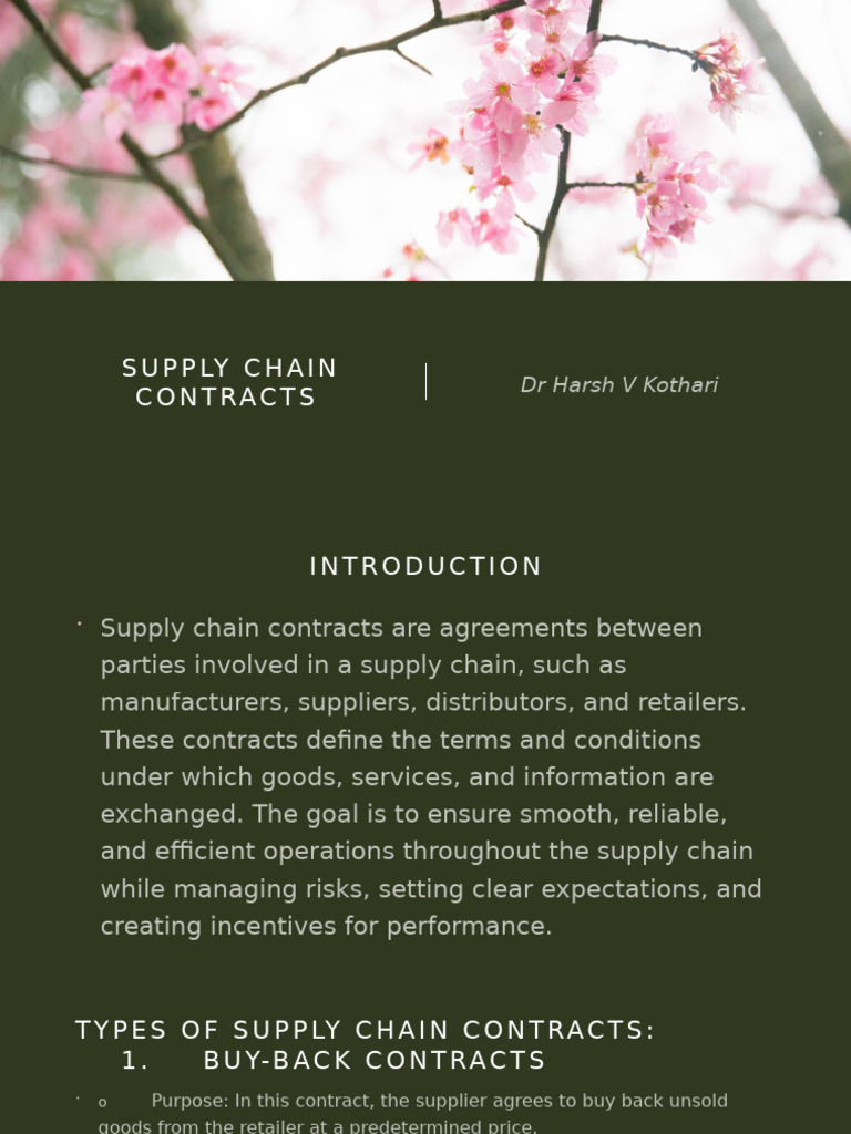 Supply Chain Contracts | PDF | Supply Chain | Inventory