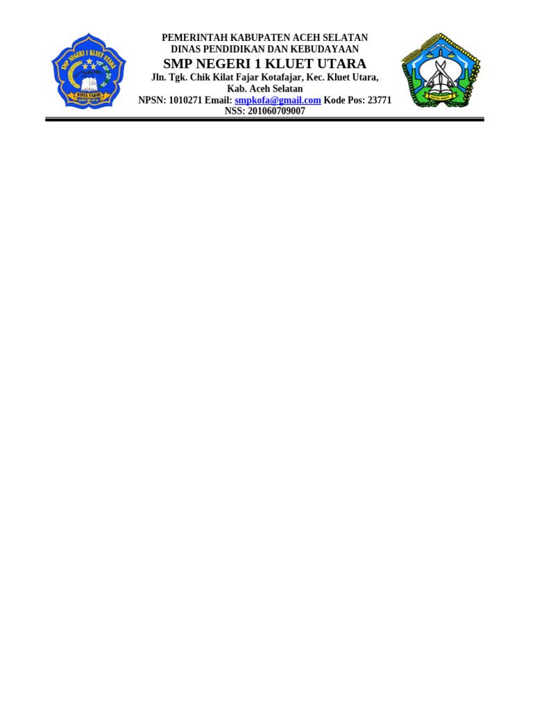 Contoh Template SMP 1 Kluet Utara | PDF