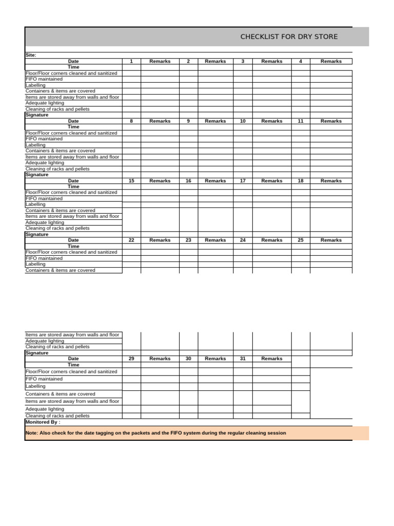 Dry Store and Waste Disposal Checklist | PDF | Waste Management | Waste