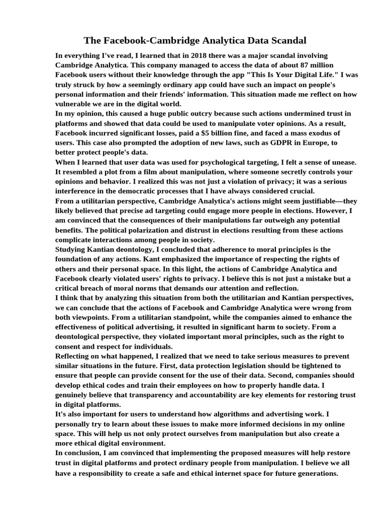 My Case Study 1 | PDF | Facebook | Utilitarianism