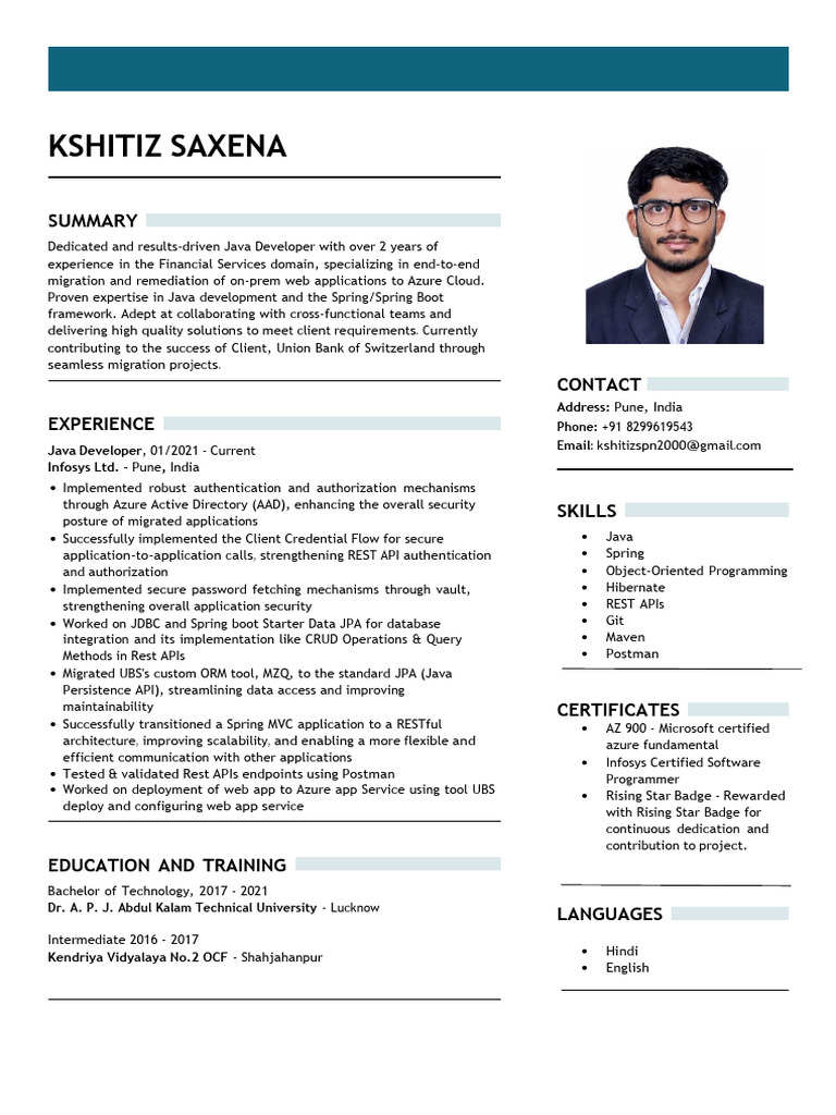 Kshitiz Saxena Java Developer | PDF | Microsoft Azure | Software ...